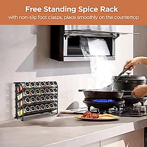 CHARMDI 4 Tier Spice Rack Organizer for Cabinet, Detachable Countertop Spice Rack for Spice Jars(Jars Not Included), Spice Rack Wall mount for Countertop, Cabinet, Kitchen, Black