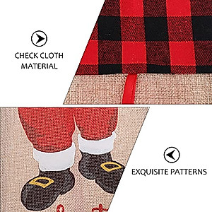 DOITOOL Stocking Stuffer Christmas Wine Bottle Cover Rustic Cloth Xmas Wine Bottle Cover Bags Champagne Holder Christmas Table Centerpiece Decor Xmas Gift Stocking Stuffer Gifts