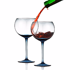 BERKWARE Colored Red Wine Glasses Set of 2 - Elegant Oversized Wine Glass - 18.7oz (Blue)