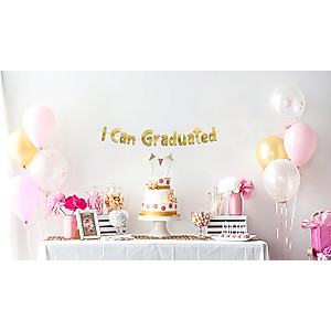 I Can Graduated Gold Glitter Banner – Graduation Party Decorations, Favors and Supplies