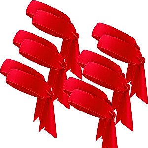 WILLBOND 12 Pieces Tennis Tie Headband, Dry Head Tie Sport Tie Back Headband for Basketball, Running, Karate, Athletics (Red, Unisex)