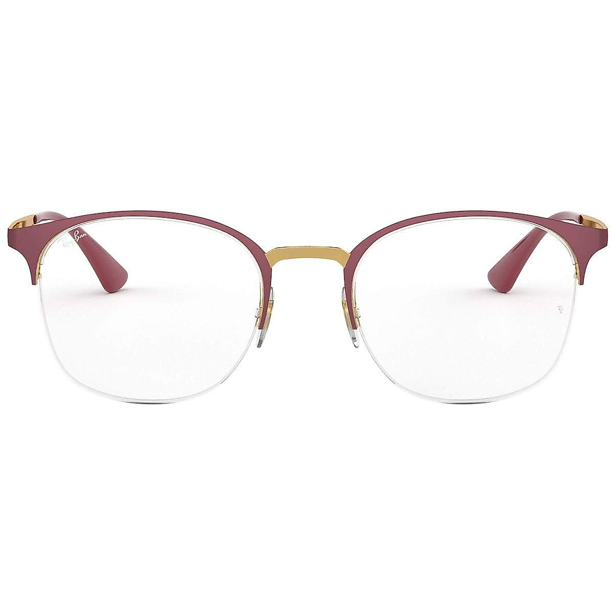 Ray-Ban RX6422 Square Prescription Eyeglass Frames, Matte Bordeaux On Rose Gold/Demo Lens, 49 mm