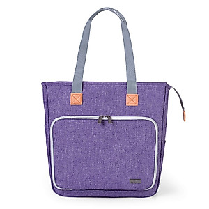 Luxja Knitting Tote Bag, Yarn Storage Bag for Carrying Projects, Knitting Needles, Crochet Hooks and Other Accessories, Purple