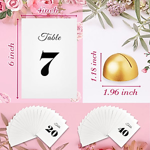 Taiyin 40 Sets Wedding Table Number Card Stock Signs with Round Stand 4 x 6 Inch 1-40 Gold Table Numbers with Stand Wooden Gold Card Holder for Wedding Reception Anniversary Party Restaurant Events