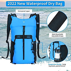 Atarni Waterproof Kayaking Dry Bag Backpack - 20L Lightweight Floating Zipper Drybag Sack & Roll Top for Boating Canoeing Camping Rafting Paddleboarding Swimming Boating Hiking Fishing（Blue）