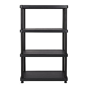 Keter 16 in. 4-Tier Plastic Freestanding Shelving Unit, Black, 16 Inch