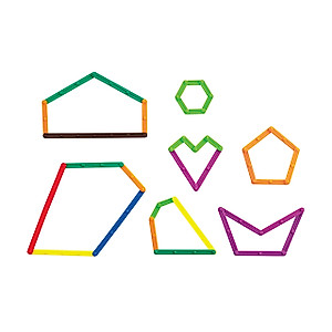 LEARNING ADVANTAGE GeoStix Basic Set - 80 Construction Sticks - 24 Activity Cards - 2 Protractors - Build 2D Shapes and Measure Angles - Teach Geometry with Construction