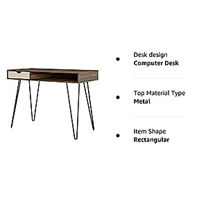 Novogratz Concord Computer Desk with Storage, Brown Oak/Gray