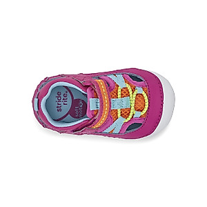 Stride Rite baby girls Soft Motion Tobias First Walker Shoe, Pink Multi, 5.5 Wide Toddler US