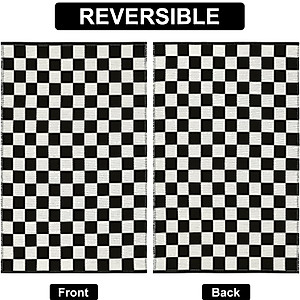 Seavish Checkered Rug, 5x8 Ft Black and White Rug Retro Checkerboard Moroccan Rug Lightweight Outdoor Washable Area Rug Carpet Rustic Decor for Living Room Bedroom Kitchen Patio