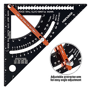 Vanquish Rafter Square for Carpentry, 7 Inch Aluminum Carpenter Square (4027), Black