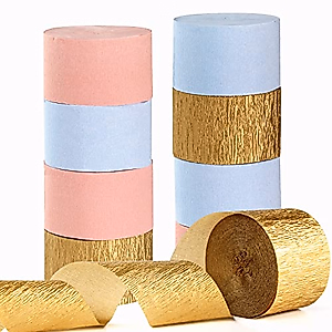 Pink-Blue Gender-Reveal Party-Decorations Streamers - 9 Rolls Wedding Bachelorette Engagement Crepe Tissue Paper Streamer Birthday Baby Bridal Shower Garland Decor Panduola