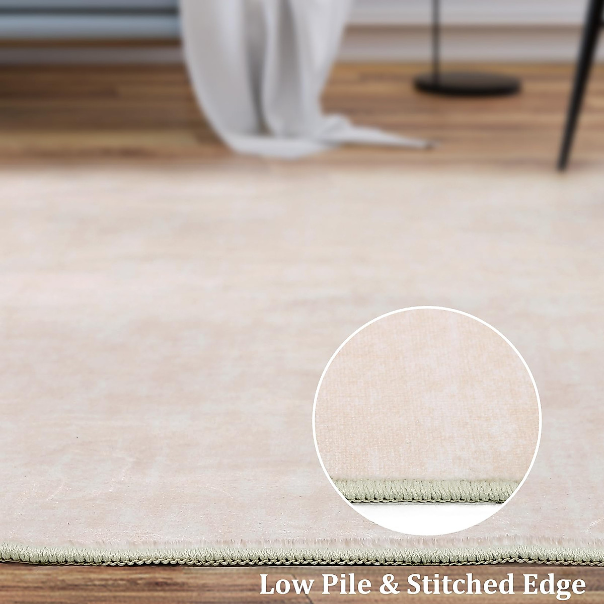 RUGSREAL Solid Area Rug 9x12 Large Living Room Rug Stain Resistant Dining Room Throw Carpet Modern Washable Area Rug Non-Slip Low Pile Rug for Bedroom Home Decor Office, 9' x 12' Ivory Beige