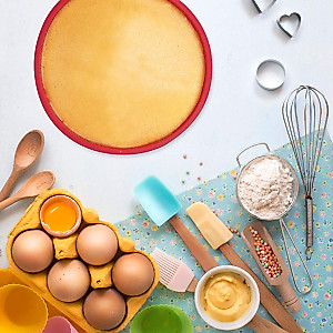 Round Cake Pans Silicone Molds for Baking, Red, Set of 3, Bakeware Pan for Layer Cakes, Cheese Cakes, Bread, Chiffon and Rainbow CakeNonstick&Quick Release Baking Pans(4 Inch, 6 Inch, 8 Inch)