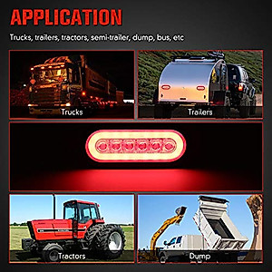 Aaiwa 6" Oval Red LED Trailer Tail Lights 4PCS, Turn Stop Brake Trailer Lights for Pickup RV Truck, with Surface Mount Grommet