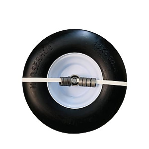 N12 2 New HORSESHOE 13x6.50-6 Flat-Free Lawn Mower Smooth Tires with Steel Rim for Garden Tractor - Hub Length 4 Inch -7.1 5/8 Precision Bearing 136506 T161, 13x6.50x6 13X6.5X6