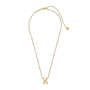 Kendra Scott Letter K Pendant Necklace for Women, Fashion Jewelry, 14k Gold-Plated Brass, Gold Metal, Letter K