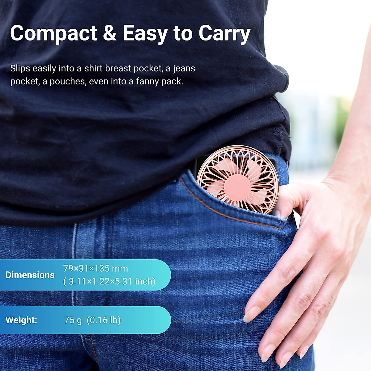 Holiday Mini Handheld Fan, USB Desk Fan Small Personal Portable Hand Fan Table Fan with Rechargeable Battery Operated Cooling Electric Fan 3-6H Working Hours for Travel Office Outdoor