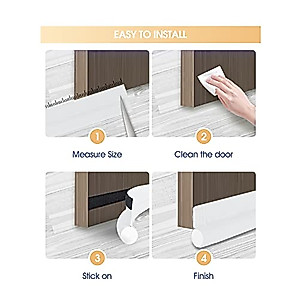 Door Draft Stopper, 36inch Door Sweep Noise Blocker (White)