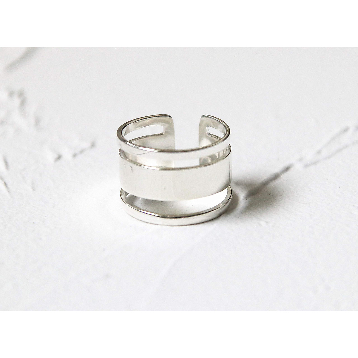Helen de Lete Simple Cut-out S925 Sterling Silver Adjustable Ring