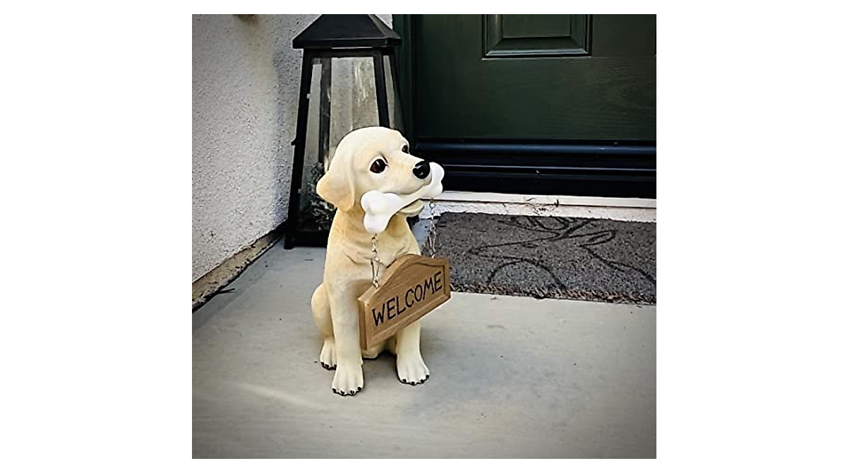 Nature's Mark Labrador Retriever Puppy Statue with Reversible Sign