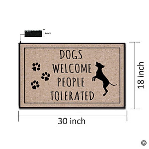 MsMr Funny Door Mat Dogs Welcome People Tolerated Decorative Indoor Outdoor Custom Doormat Non-Woven Fabric Home Office Welcome Mat 30" x 18"