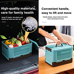 Yizc Stackable Collapsible Storage Bins with Lids,Durable Plastic Folding Utility Crates Home Garage Bins Containers Organization,Storage Cubes Box for Wardrobe Closet-Blue 18l(13.3x9x9inch)