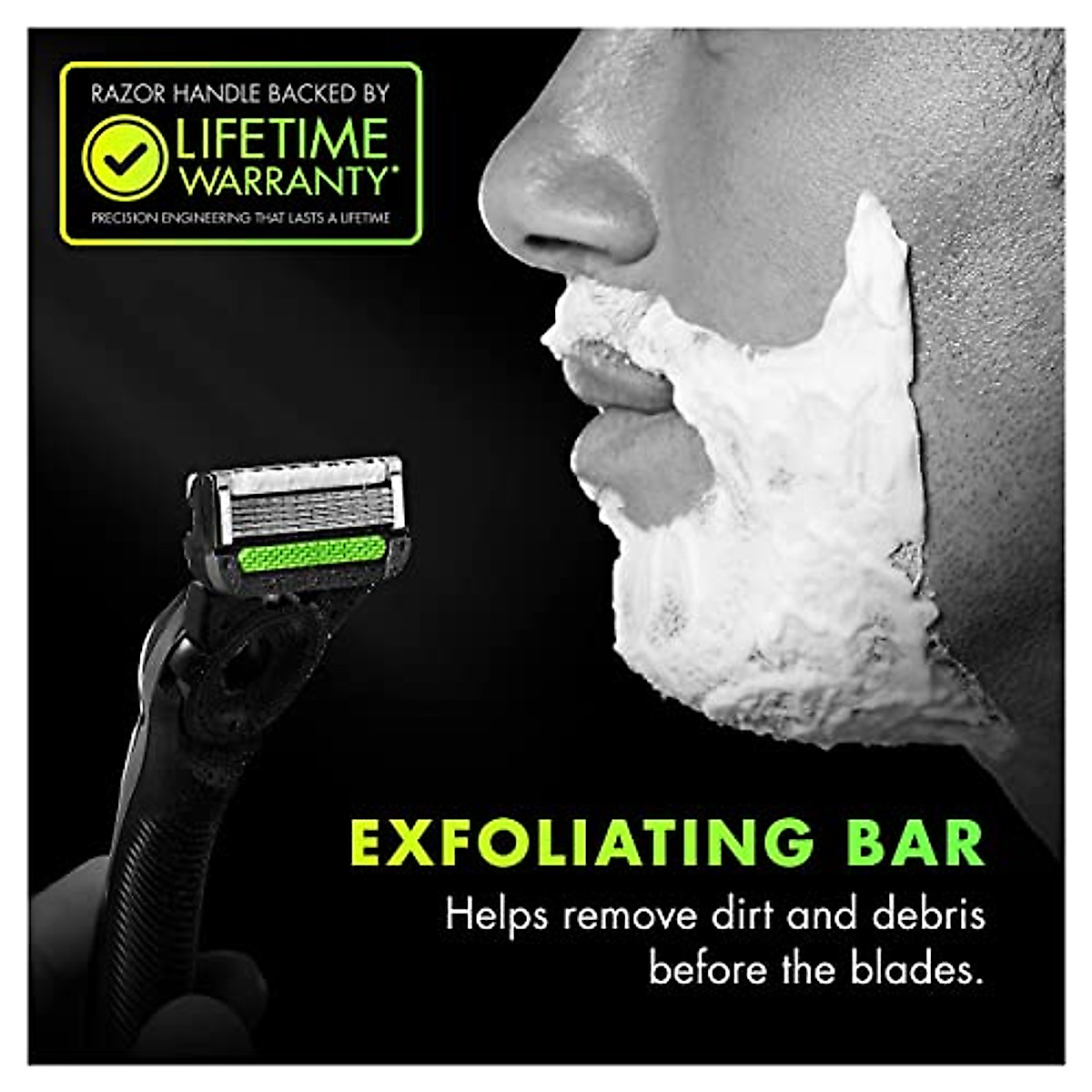Gillette Mens Razor with Exfoliating Bar by GilletteLabs, Shaving Kit for Men, Includes 1 Handle, 2 Razor Blade Refills, 1 Premium Magnetic Stand