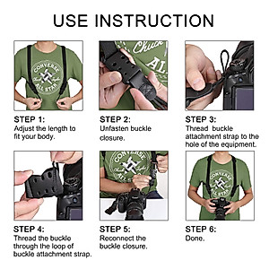 Camera Harness Strap,Cross Shoulder Quick Release Straps for Binoculars, Rangefinders,Harness Strap Compatible with Canon, Nikon, Sony and DSLR SLR Cameras-Black