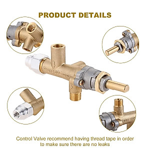 OWLEEN Safety Brass Patio Heater Main Control Valve with Pilot Port Fit for Low Pressure Patio Connection