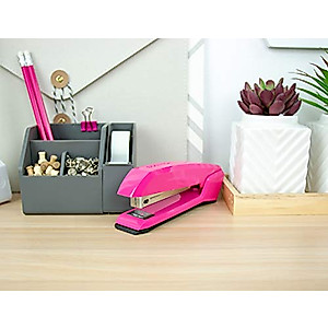 Bostitch Office Ascend 3 in 1 Stapler Integrated Remover & Staple Storage, 420 Staples Included, 20 Sheet Capacity, Lightweight, Pink