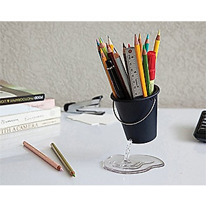 Creative Pencil Holder, Design Floating Bucket Pen Case Container Ideal Desk Accessory, Cute Pencil Holder for Desk,Blue