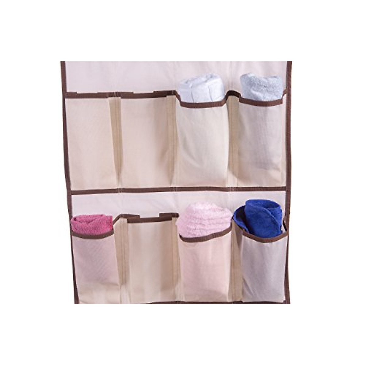 Amelitory Over the Door Shoe Organizer 20 Pockets Hanging Shoe Storage Fabric Beige