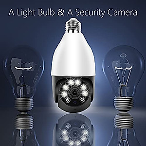 TIENCIY Security Camera Pan-Tilt Light Bulb Camera, FHD 2K Wireless Wi-Fi IP Camera, Home Surveillance CCTV Cameras with Motion Auto Tracking/Siren Alarm/Night Vision/Remote Viewing/Two-Way Audio
