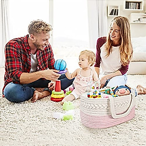 Maliton Diaper Caddy for Baby Girl-Cotton Rope Diaper Caddy, Diaper Organizer for Changing Table, Portable Baby Basket for Storage Baby Stuff, Newborn Registry Must Have Items