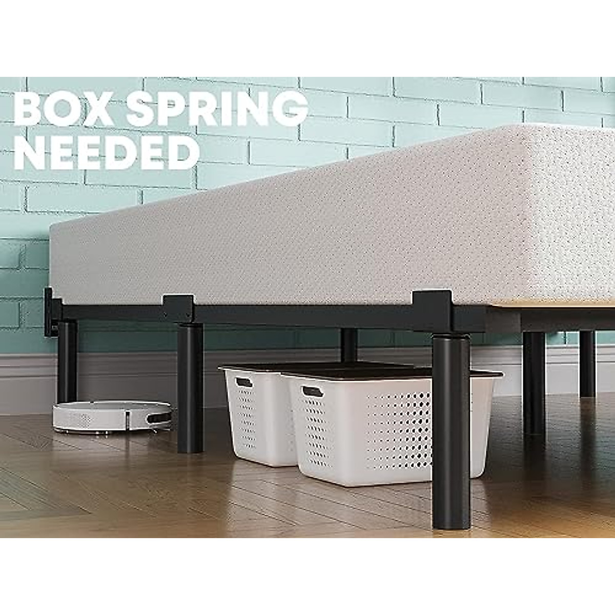 RLDVAY Full-Size Bed-Frame, 9 Inch Metal Bed-Frame-Full for Box Spring, Quick & Easy Assembly, Heavy Duty Full Bed Frame Noise Free, Black