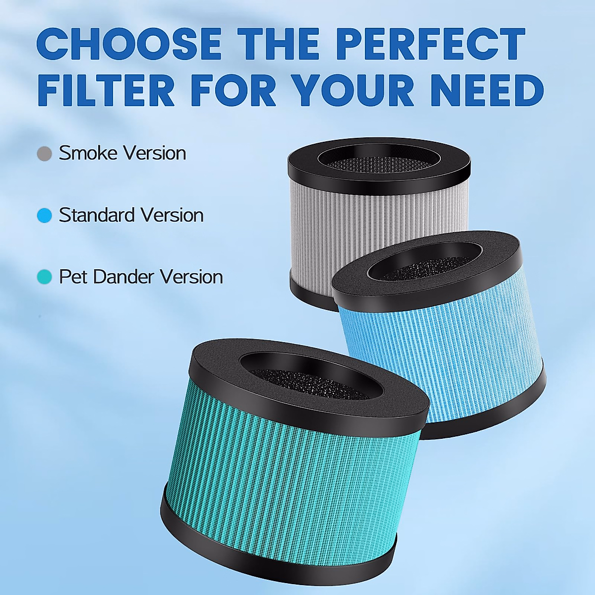 MK-06 TZ-K1 DH-JH01 Upgraded HEPA Replacement Filter Compatible with Tolife TZ-K1, Compatible with FreAire KN6391, Kloudi DH-JH01 and POMORON MJ012H Air Purifier (2 Pack Green-Pet Dander Version)