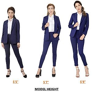 Marycrafts Women's Business Blazer Pant Suit Set for Work 12 Navy