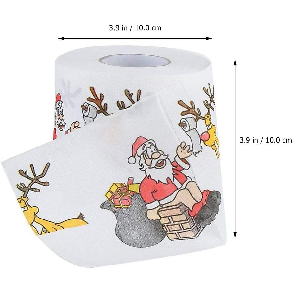 2 Rolls Merry Christmas Toilet Paper Christmas Pattern Series Printed Disposable Toilet Paper Napkins Tissue Christmas Bath Toilet Paper for Xmas Fun Party Novelty Gag Gifts Bathroom Decor (2)