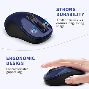 LeadsaiL Wireless Computer Mouse, 2.4G Portable Slim Cordless Mouse Less Noise for Laptop Optical Mouse with 4 Buttons, USB Mouse for Laptop, Desktop, MacBook