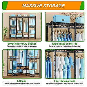 KnnJe Garment Rack Heavy Duty Clothes Rack Clothes Racks for Hanging Clothes, S60 + S8