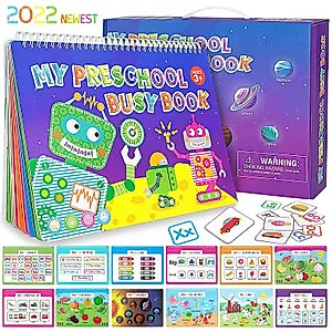Busy Book, Montessori Toys for Toddlers, Preschool Learning Activities for Kids, Autism Educational Learning Book with 12 Themes, Sensory Toys Busy Board for Kids