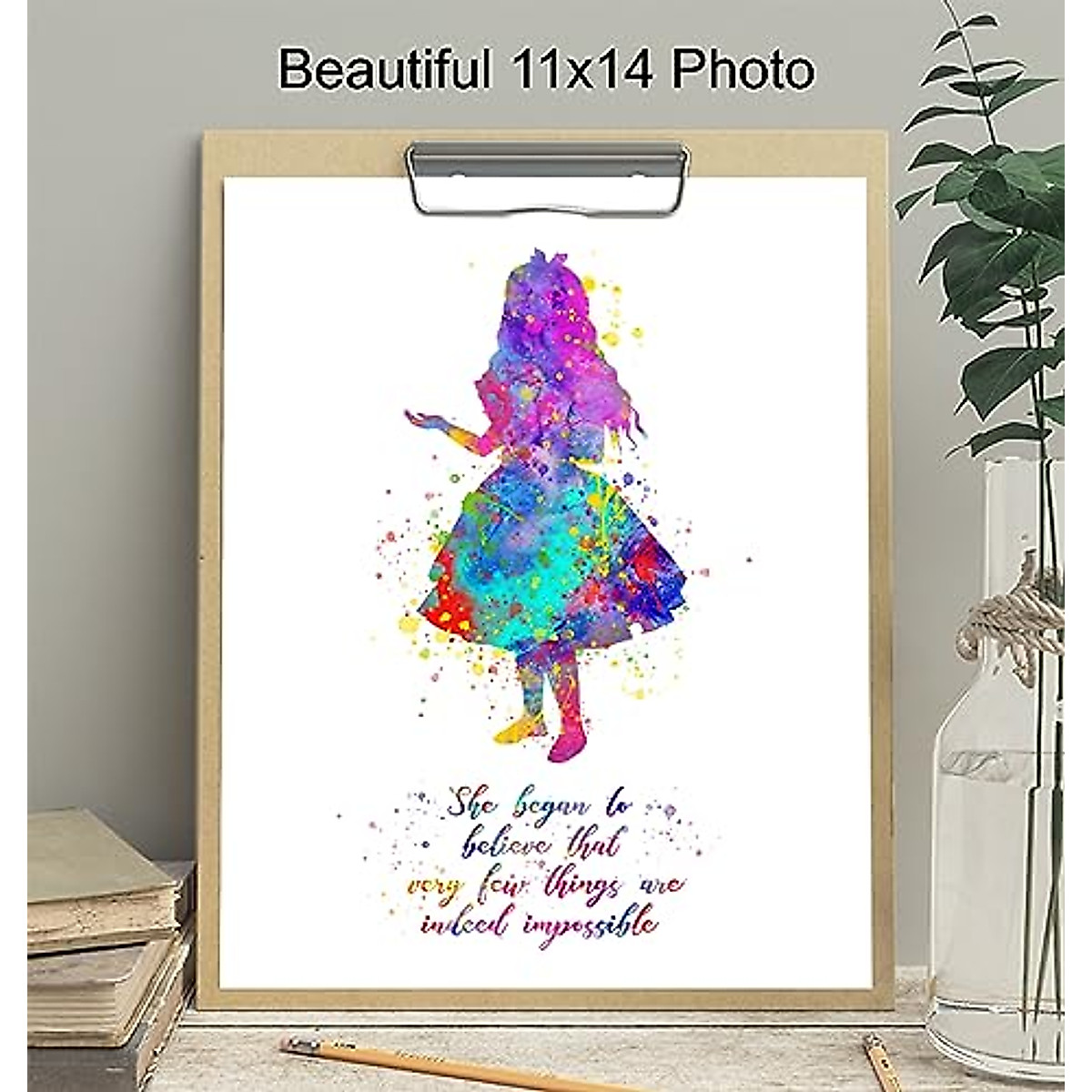 Motivational Quotes For Girls Room 11x14 - Alice in Wonderland Theme - Inspirational Quotes Wall Art for Women - Girls Bedroom Decor - positive affirmation - Positive Sayings Poster - Teen Girls Room
