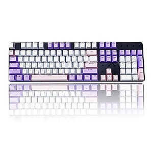 TzBBL 104 Keycaps Set | Backlit ABS Keycaps for MX Mechanical Keyboard-OEM Profile for 61 87 104 Mechanical Keyboard (104, Pink+White+Purple)