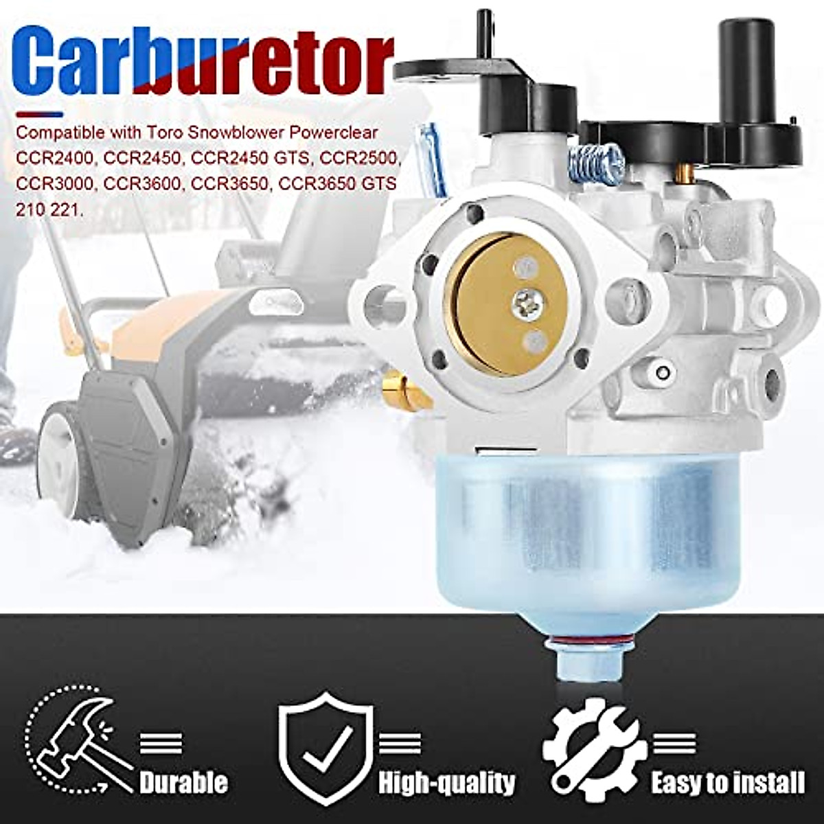 YOFMOO Carburetor Compatible for 801396 801233 801255 R-TEK Toro 38581 38582 38583 38584 38600 CCR2400 CCR2450 CCR2500 CCR3000 CCR3600 CCR3650 CCR3650 GTS 210 221 Power Max 6000