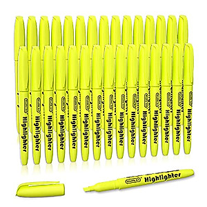 Shuttle Art Yellow Highlighters, 30 Pack Highlighters Bright Colors, Chisel Tip Dry-Quickly Non-Toxic Highlighter markers for Adults Kids Highlighting in Home School Office
