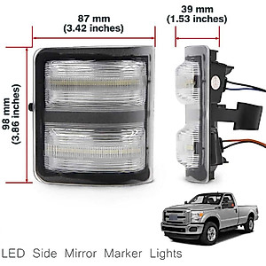 Led Side Mirror Marker Lamp For Ford F250 F350 F450 F550 2008 2009 2010 2011 2012 2013 2014 2015 2016 Super Duty Switchback White Led Driving Parking Light Amber Led Turn Signal Light Smoke Lens