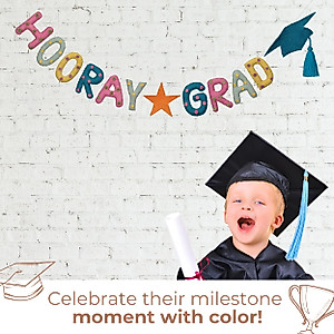 Folkulture Graduation Banner, Congrats Grad Banner for 2024 Graduation Party Decorations, Congratulations Banner for Grad Party Décor, 72" Pre-Strung Garland for Kindergarten, College or High School