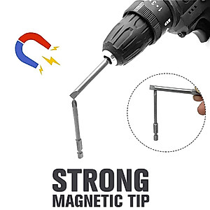 Saipe 10Pcs Magnetic Screwdriver Bit Sets 1/4 Inch Hex Shank Flat Slotted + Phillips Cross Head Screw Driver S2 Steel Drive Drill Bits for Electric Screwdrivers (2 inch/50mm Length)