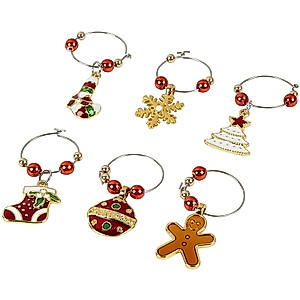Juvale 12 Piece Christmas Wine Glass Charms, Holiday Drink Markers (2 Inches)